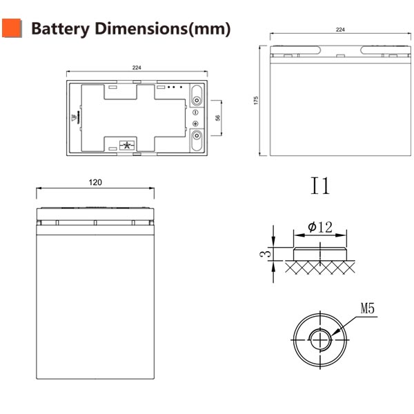 Lead Acid Battery - 12V 52AH - Etec